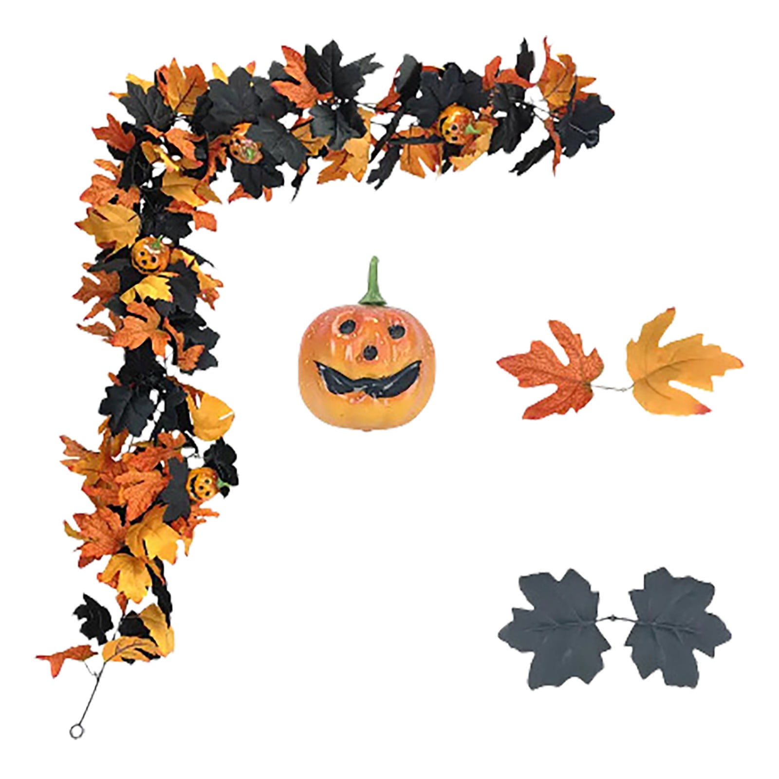 Black Maple Leaf Garland - 5.7FT Artificial Hanging Vine, Pumpkin ...