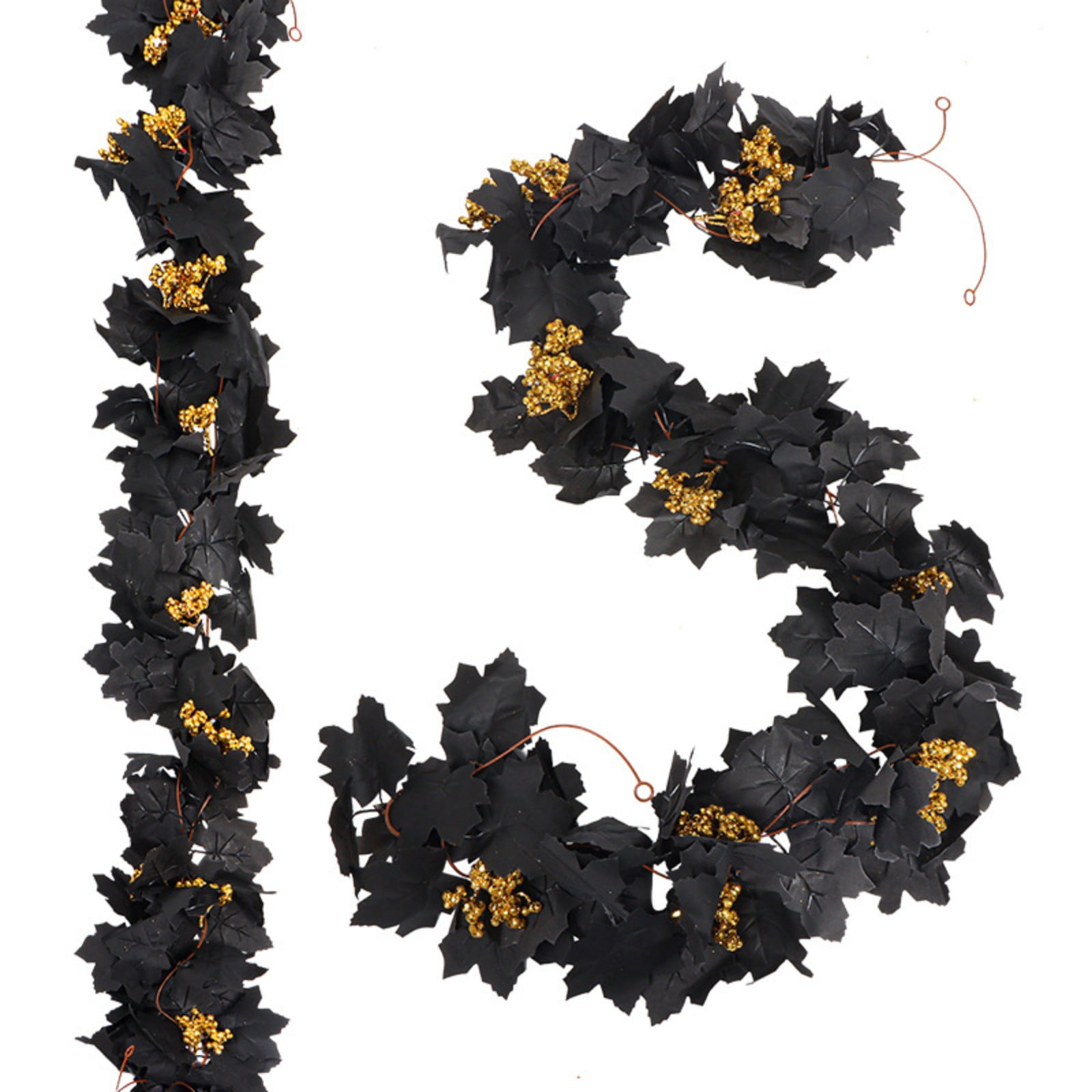 Black Maple Leaf Garland, 6.7Ft Artificial Garland with Fake Maple ...