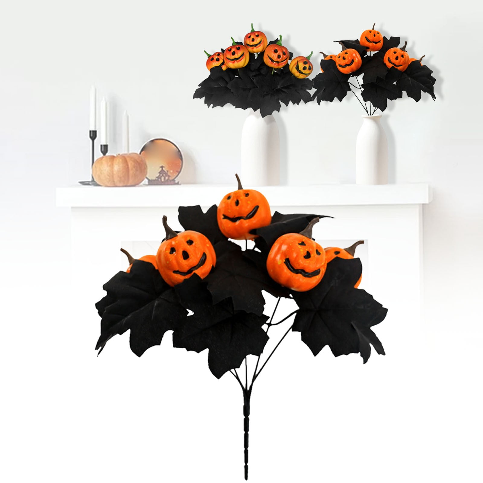 Black Maple Leaf Pumpkin Bunch Fall Decor Halloween Decor Maple Leaves ...
