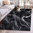 Black Marble 3'x5' Washable Rug, Vintage Minimalism White Abstract ...