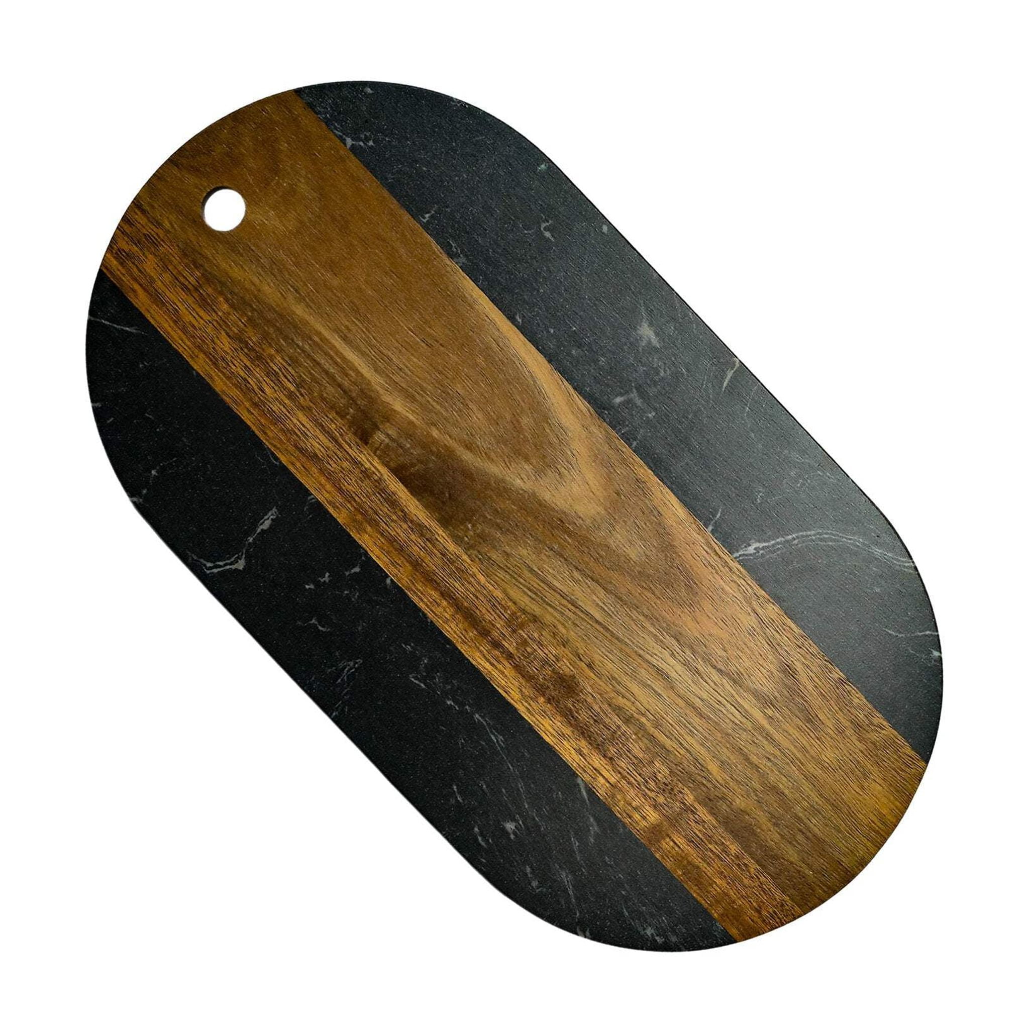 Black Marble/Acacia Wood Oval Board - Walmart.com