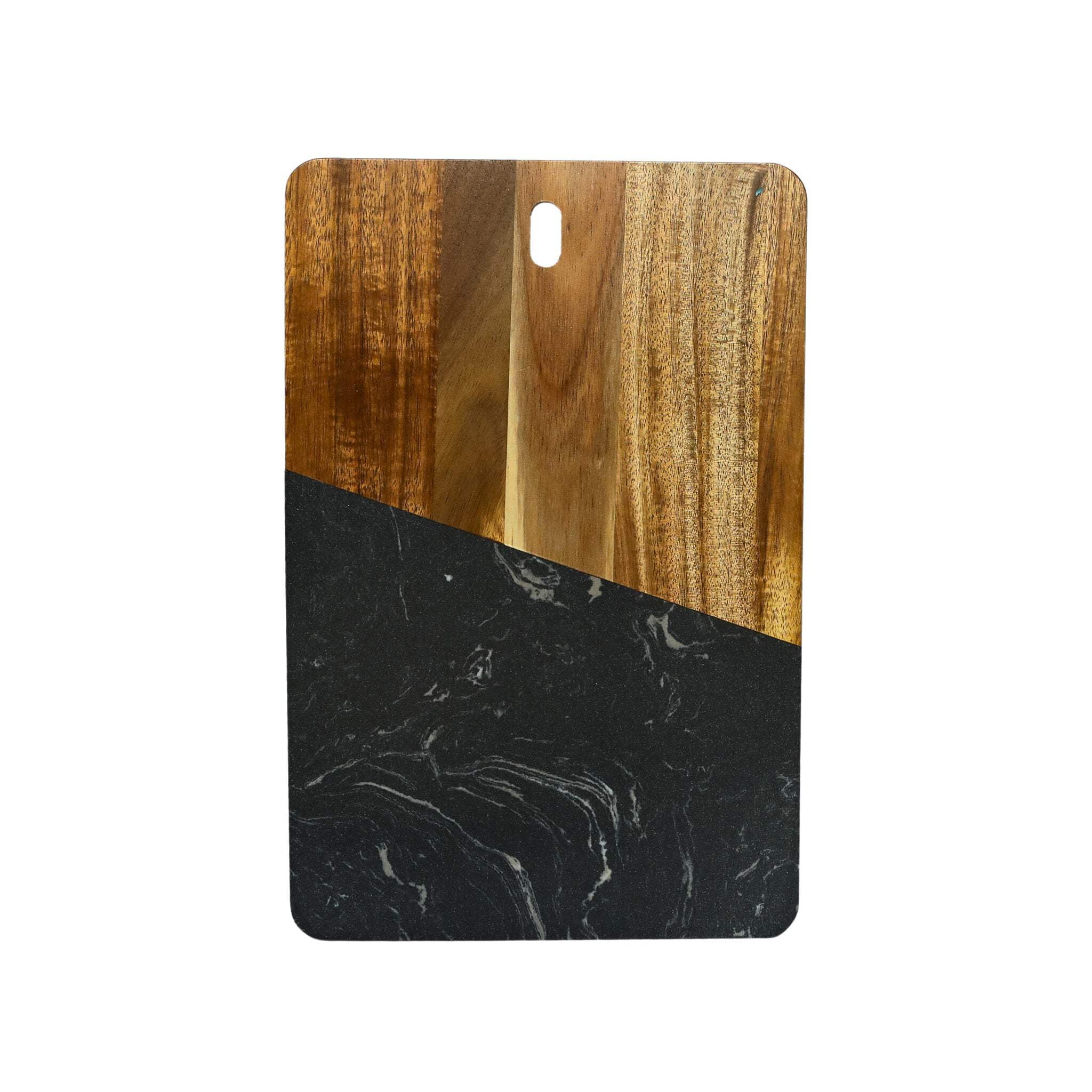 Black Marble/Acacia Wood Rectangular Diagonal Board - Walmart.com