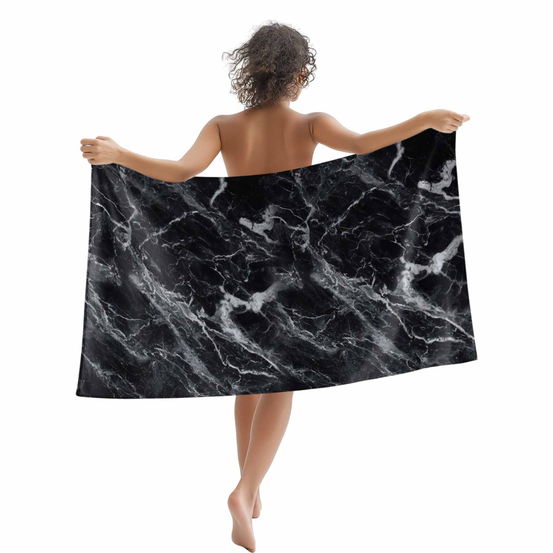 Black Marble Beach Towels Blanket Soft&Absorbent Quick Dry Microfiber ...