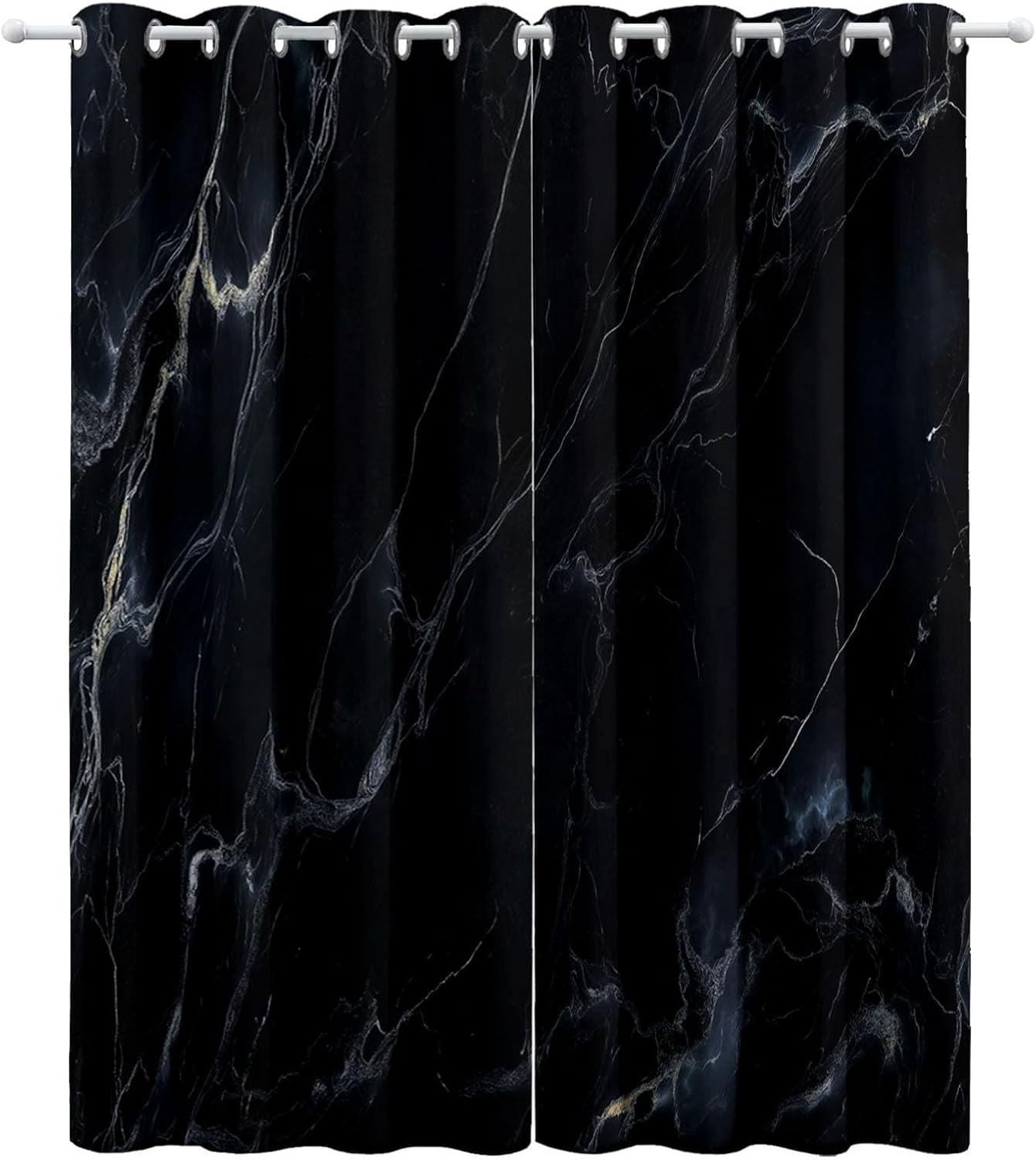 Black Marble Blackout Curtains, Abstract Stone Texture Window Drapes ...