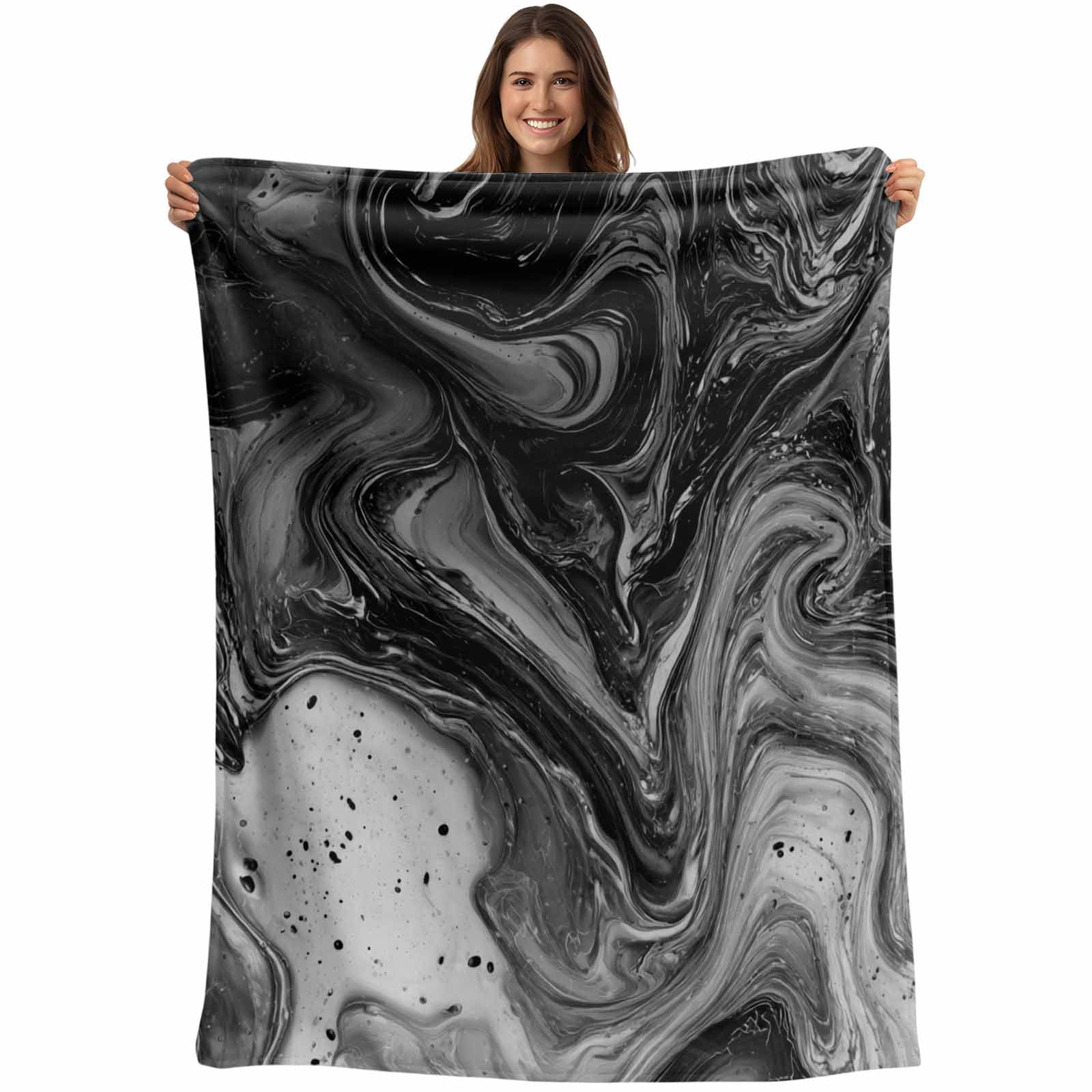 Black Marble Blanket Soft Cozy Warm Throw Blanket for Couch, Plush ...