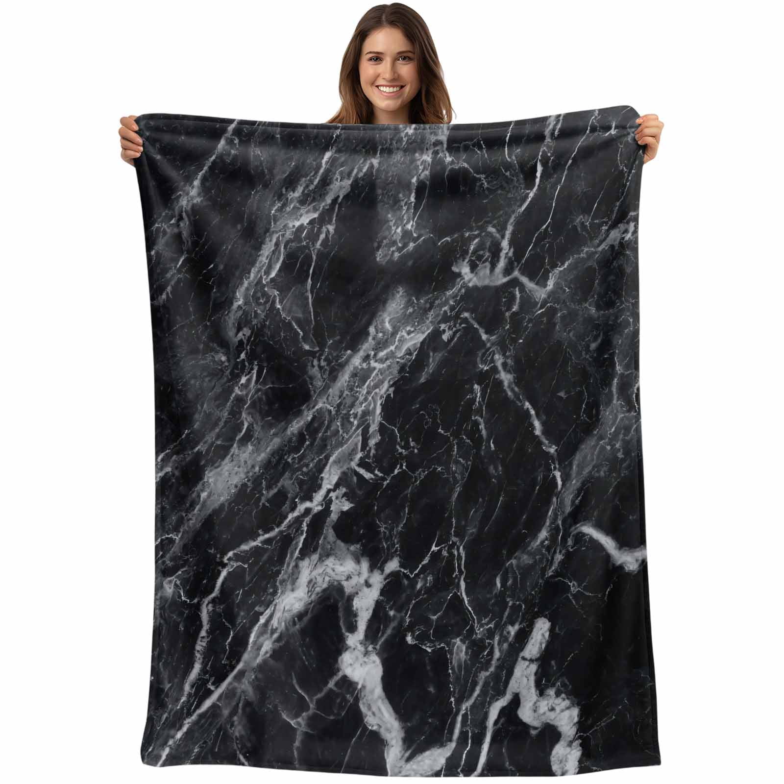 Black Marble Blanket Soft Cozy Warm Throw Blanket for Couch, Plush ...