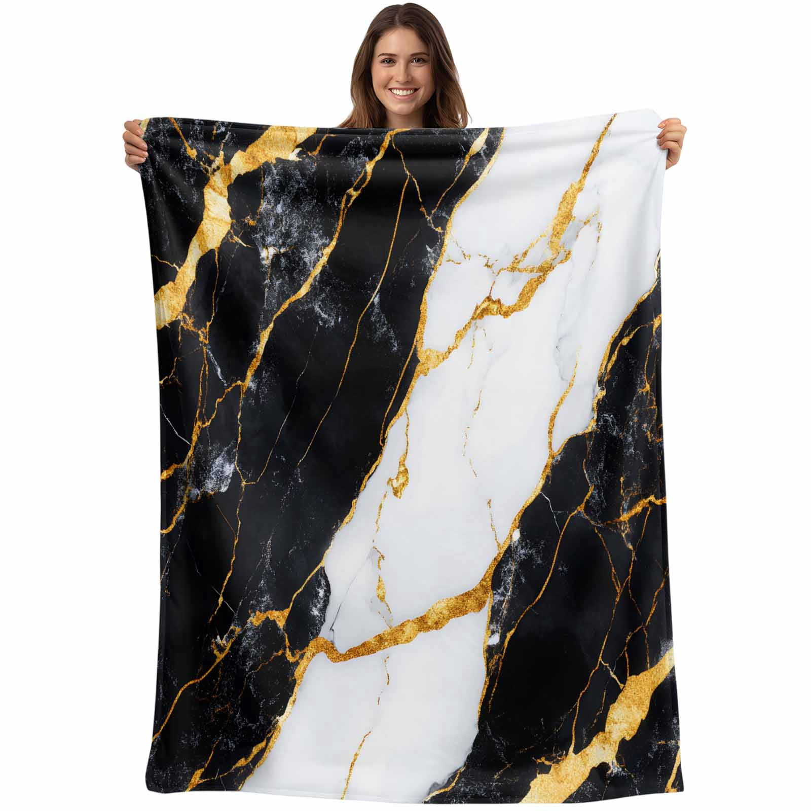 Black Marble Blanket Soft Cozy Warm Twin Blanket for Bed, Plush Fuzzy ...