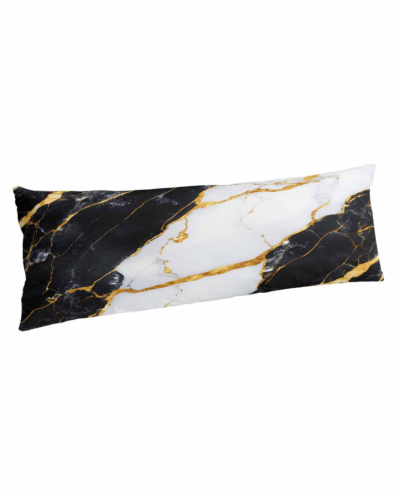Black Marble Body Pillow Covers, Luxury Gold White Abstract Cracks ...
