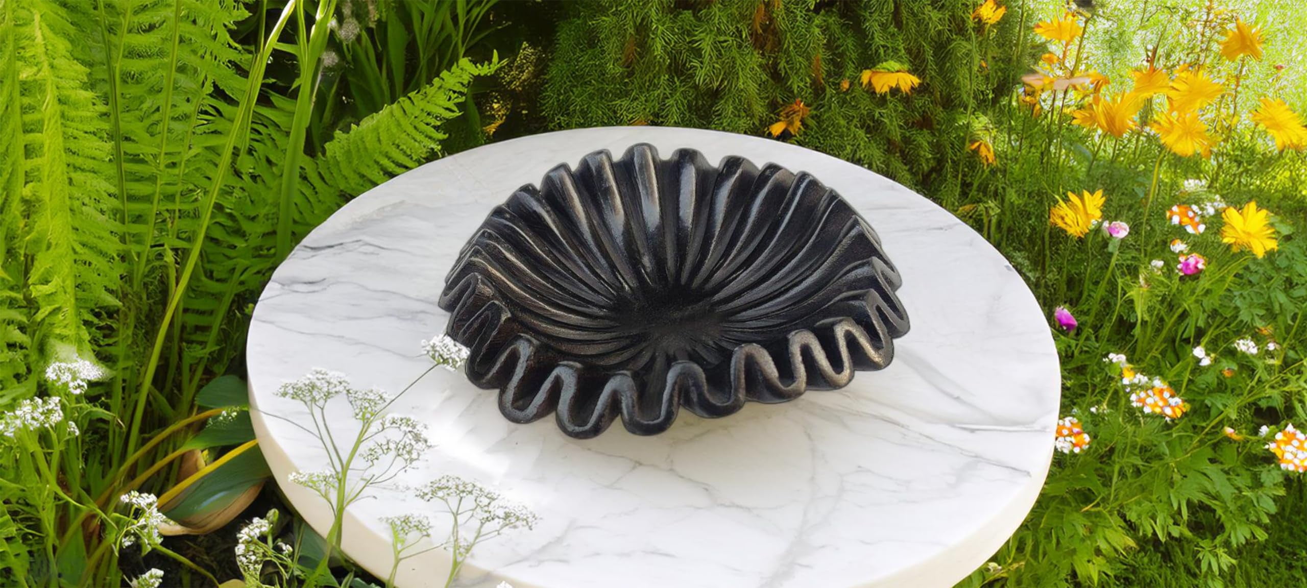 Black Marble Bowl | Marble Scalloped Bowl | Decorative Bowls for Home ...