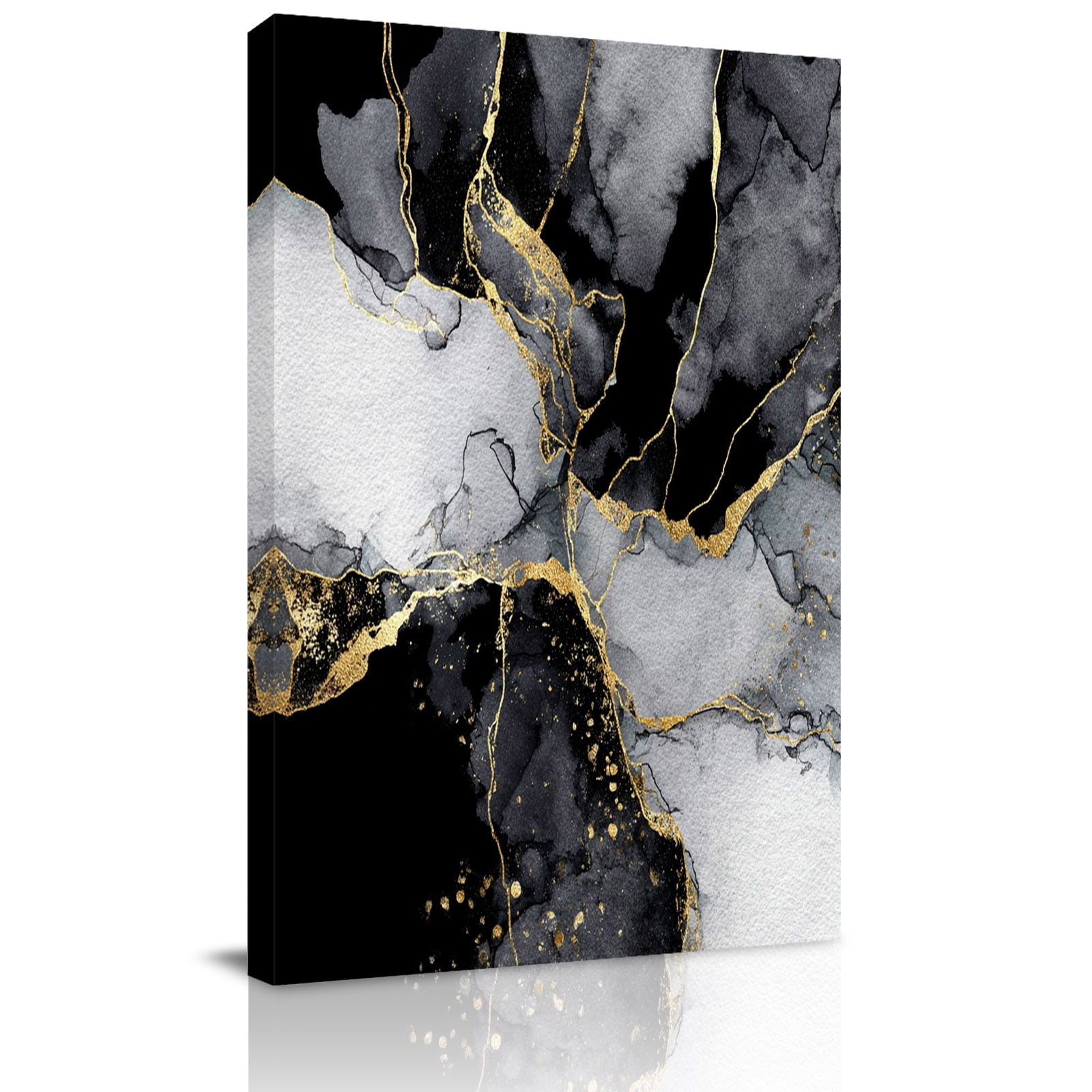 Black Marble Canvas Wall Art for Living Room, Vintage Abstract Gradient ...