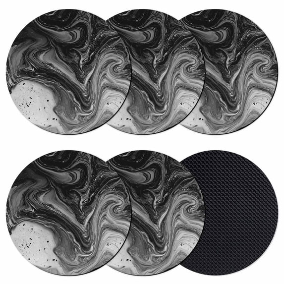Black Marble Coasters Set of 6, Absorbent Coasters for Drinks, Vintage ...