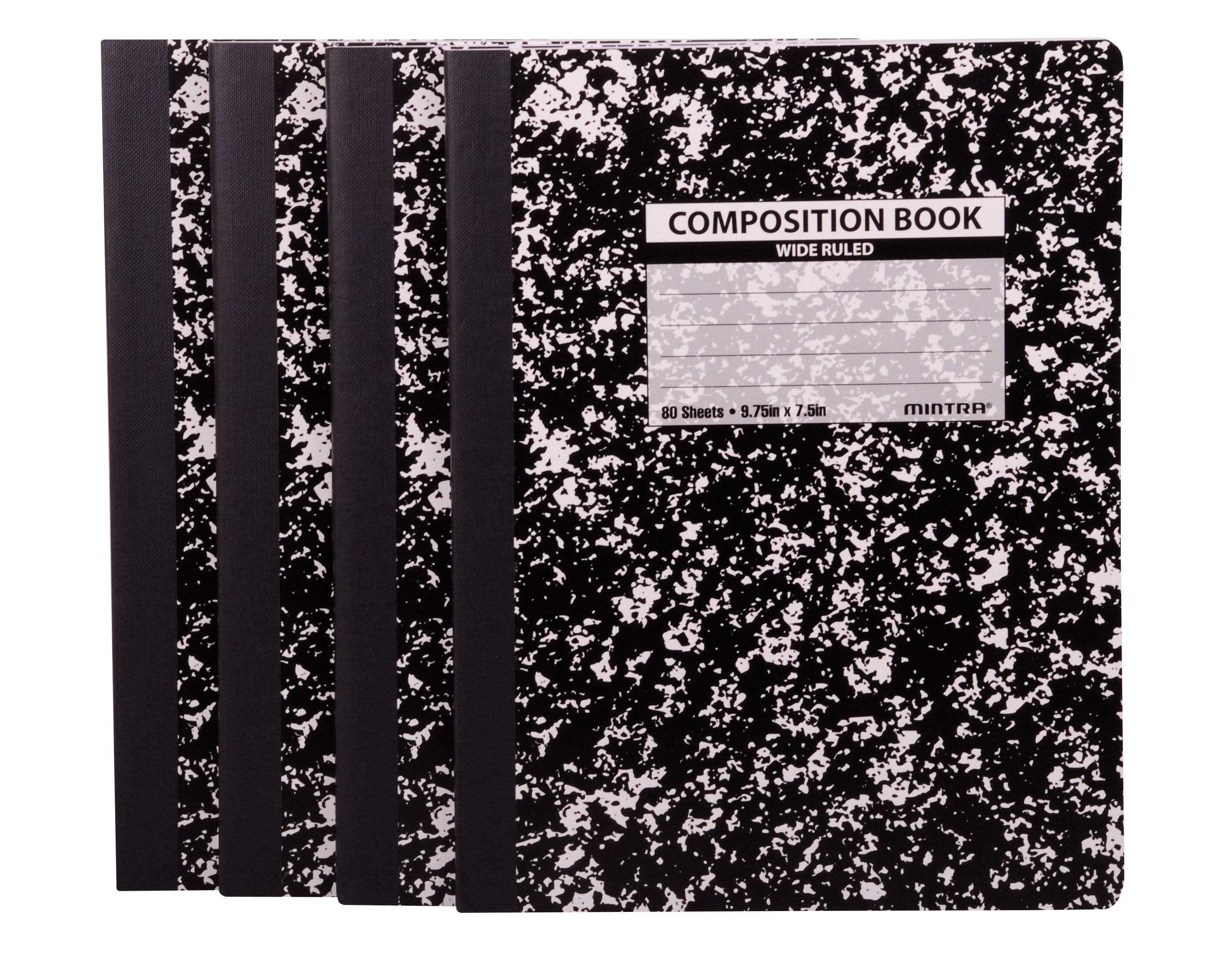 Black Marble Composition Books (Wide Ruled, 4 Pack) - Walmart.com