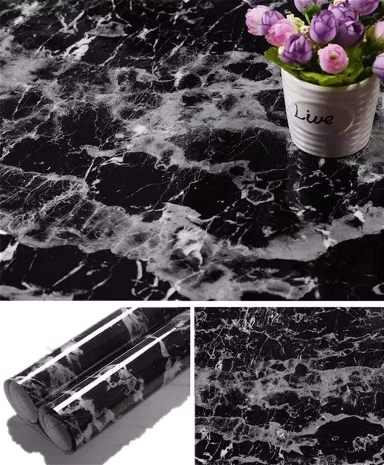 Black Marble Contact Paper Black Peel and Wallpaper Self Countertop ...