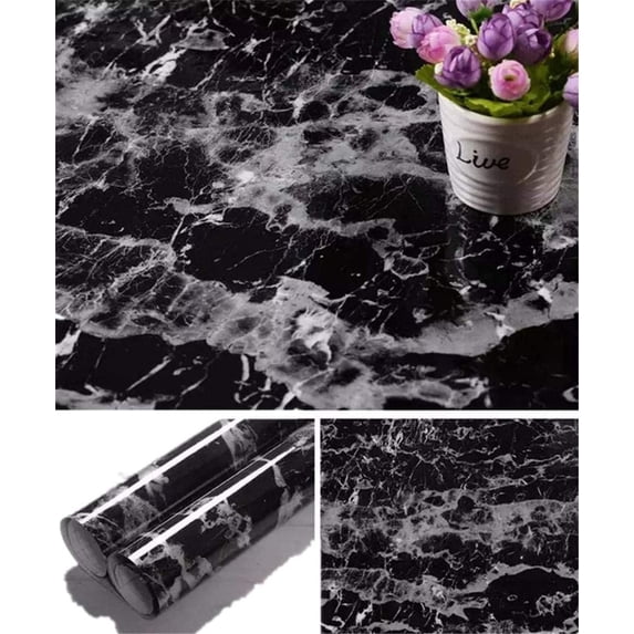 Black Marble Contact Paper Black Peel and Wallpaper Self Countertop ...