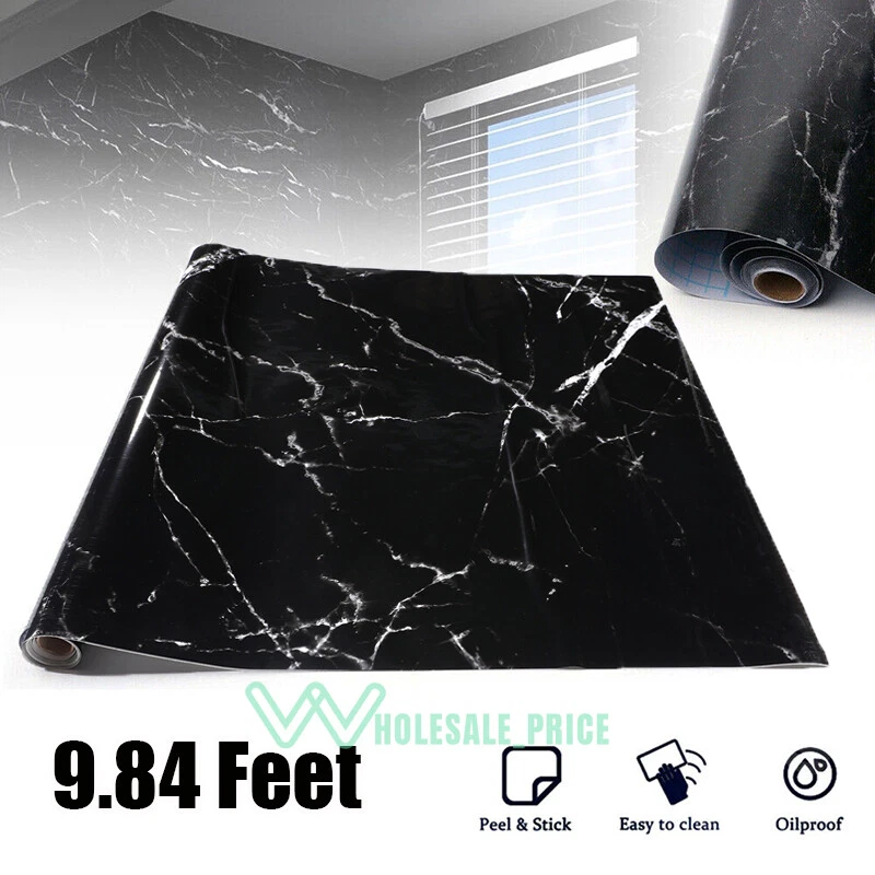 Black Marble Contact Paper Self Adhesive Removable Waterproof Shelf ...