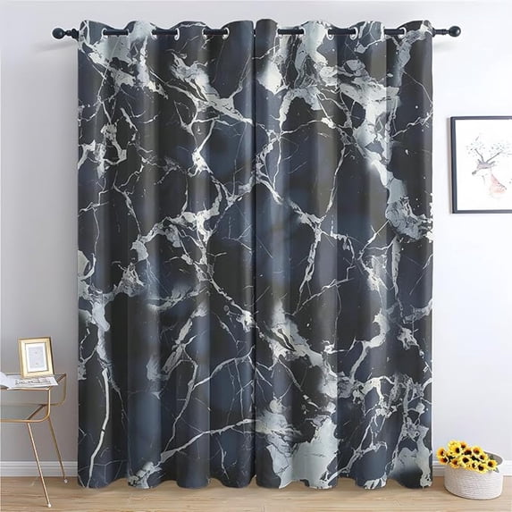 Black Marble Curtain, Abstract Blackout Curtains for Bedroom, Modern ...