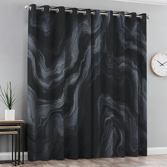 Black Marble Curtains, Modern Fluid Art Blackout Curtains for Bedroom ...