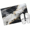 Black Marble Door Mat Gold Line Modern Non Slip Absorbent Entrance Mat ...