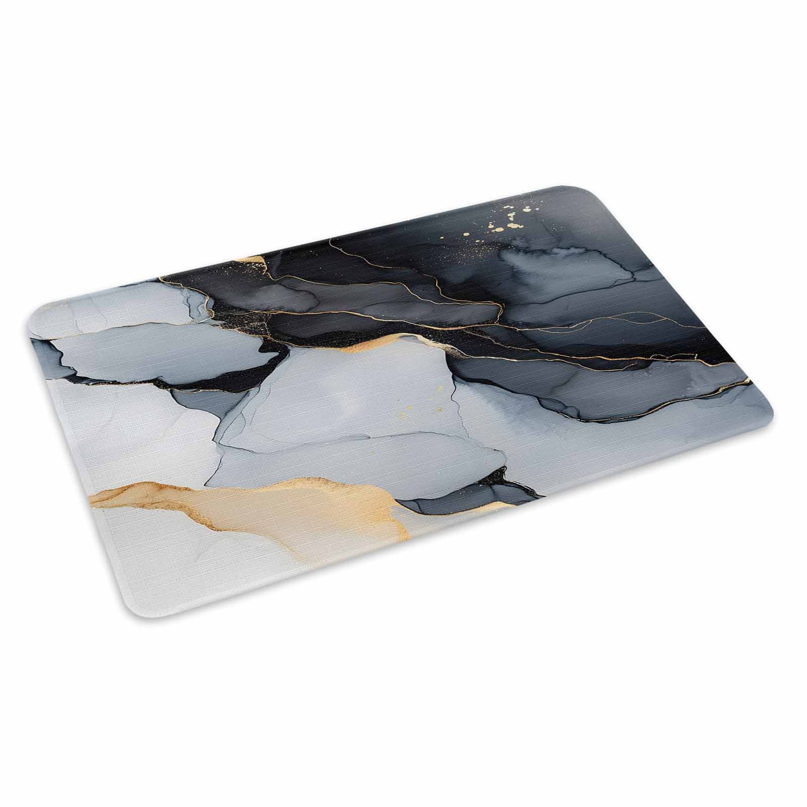 Black Marble Doormat Outdoor Entrance 18"x30", Modern Aesthetics Ink ...