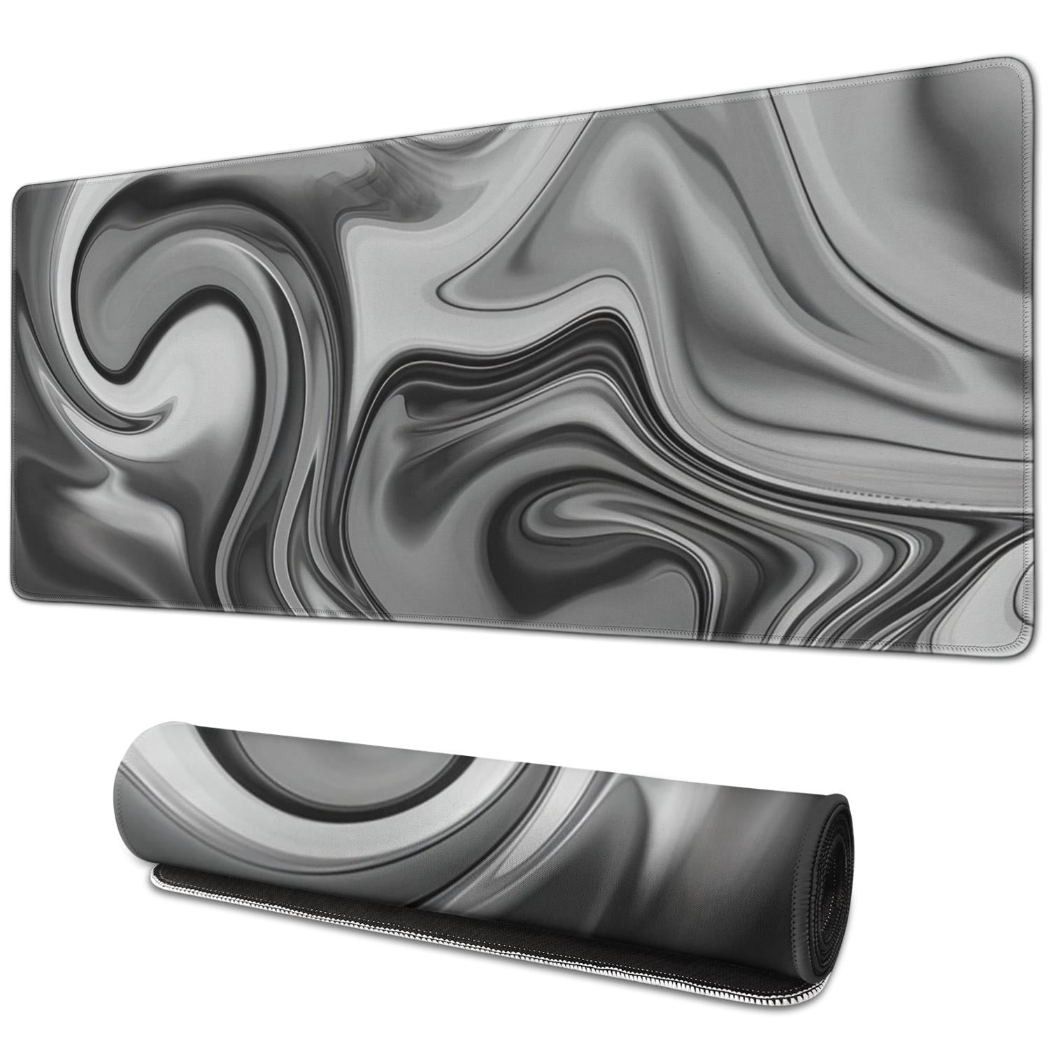Black Marble Fluid Design Extended XL Mousepad - 31.5x11.8in Non-Slip ...
