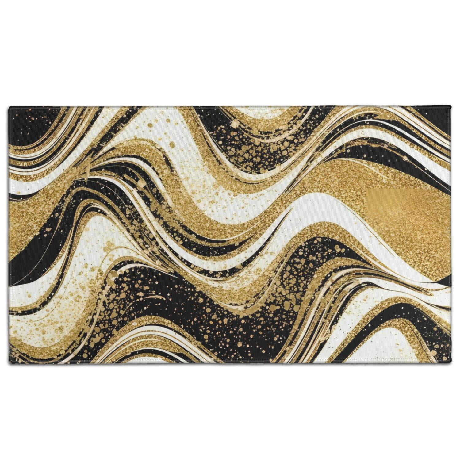 Black Marble Gold Wave Pattern Door Rugs,Washable Non Slip Door Mats ...
