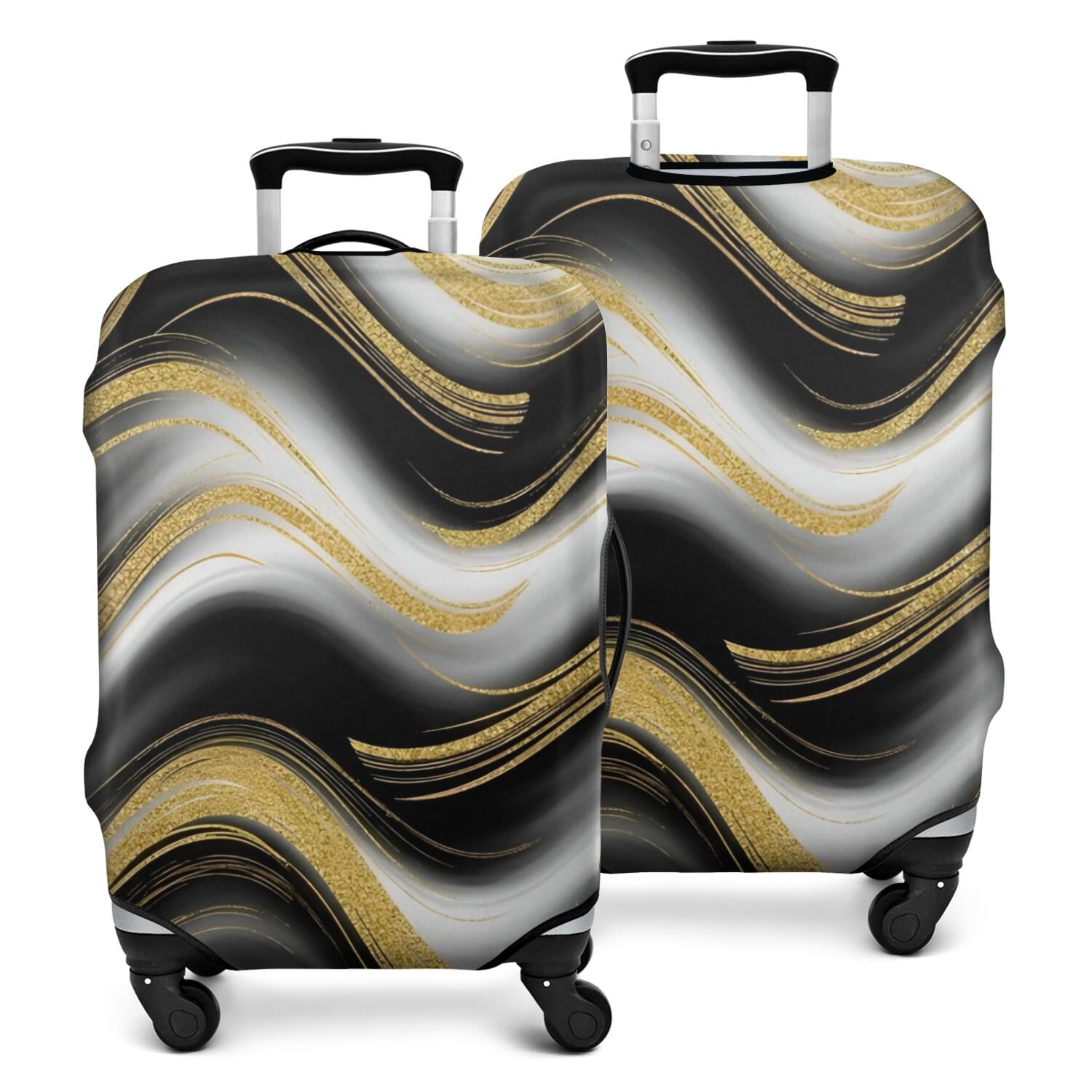 Black Marble Gold Wave Pattern Luggage Cover Fashion Suitcase Cover ...