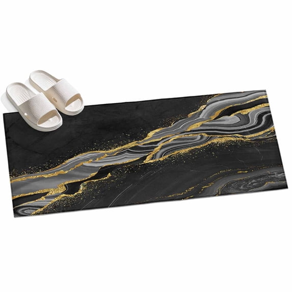 Black Marble Hallway Runner Rug 2x6 Washable Non Slip Kitchen Runner ...