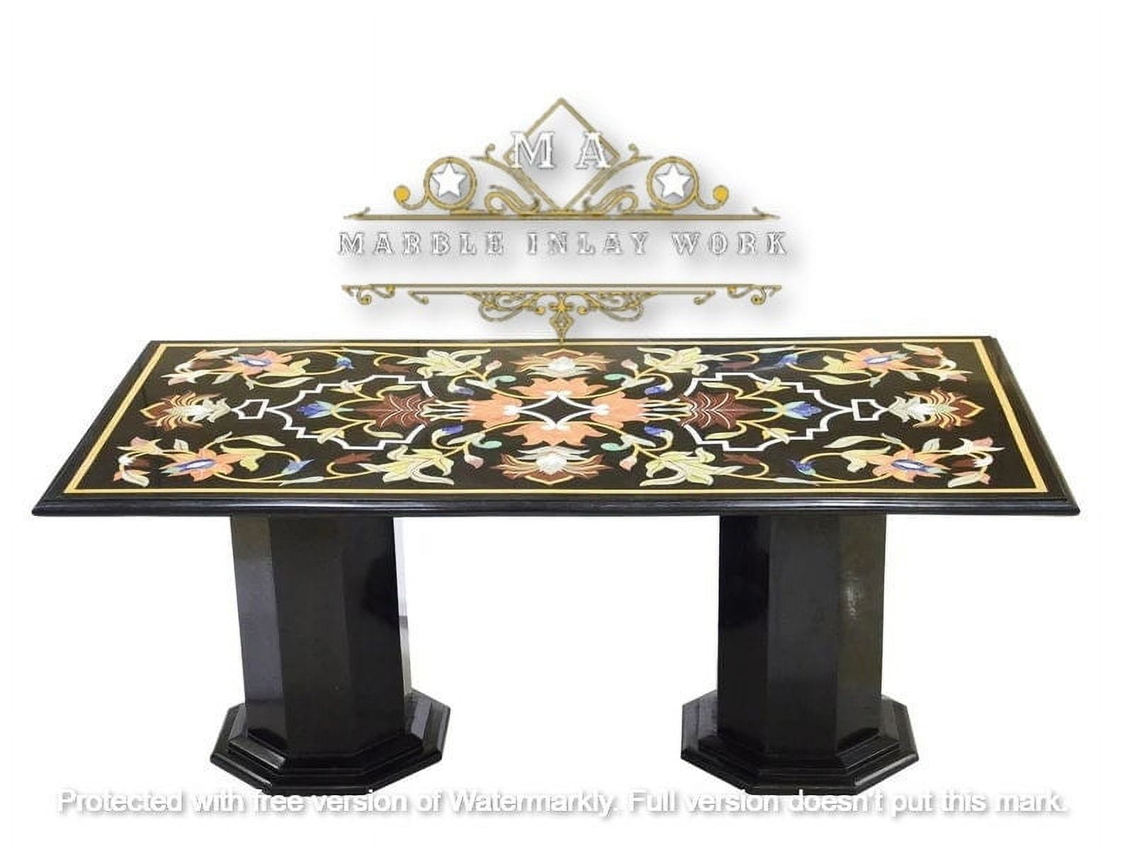 Black Marble Inlay Table Top for Center Table, Dining Table, Patio ...