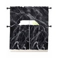 Black Marble Kitchen Curtain and Valance Set 3 Pieces,Rod Pocket Short ...