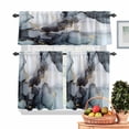 Black Marble Kitchen Curtains Valances 3 Piece Set, Golden Waves ...