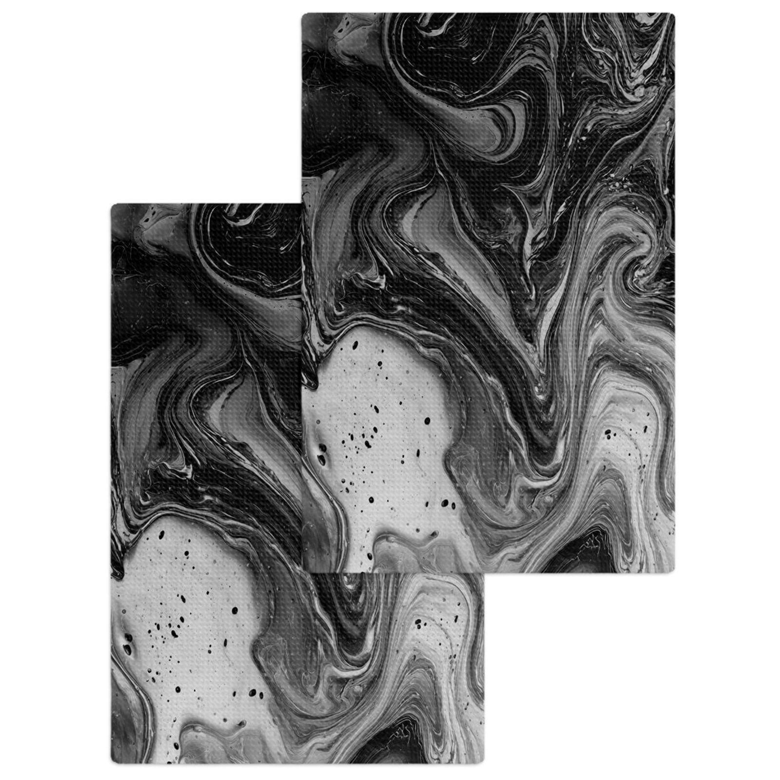Black Marble Kitchen Dish Towels for Drying Dishes Set of 2, Vintage ...