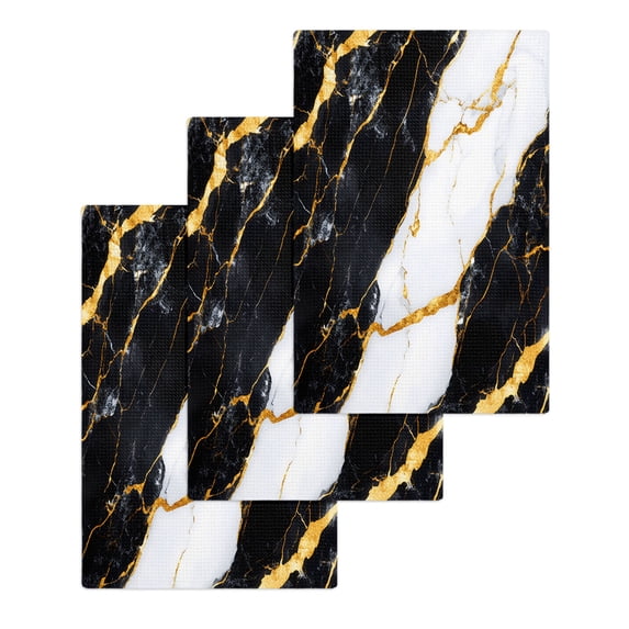 Black Marble Kitchen Dish Towels for Drying Dishes Set of 3, Luxury ...