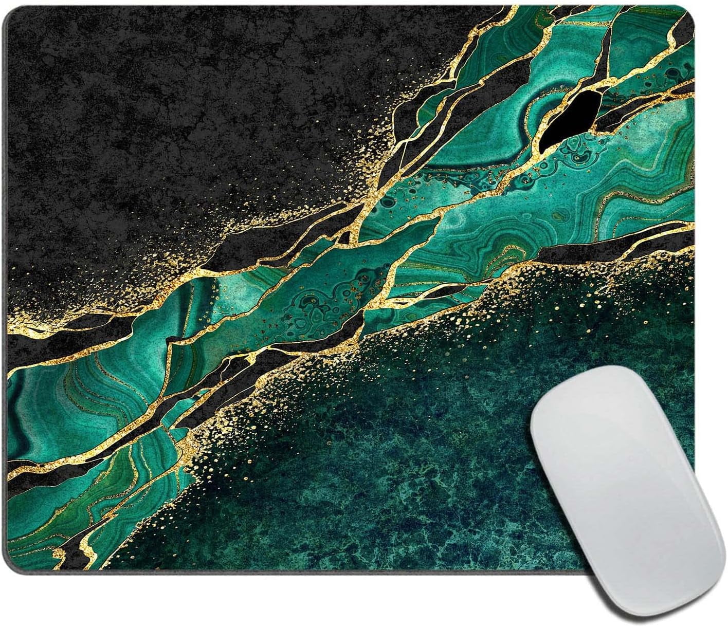 Black Marble Malachite Mouse Pad Abstract Green Design, NonSlip Rubber ...