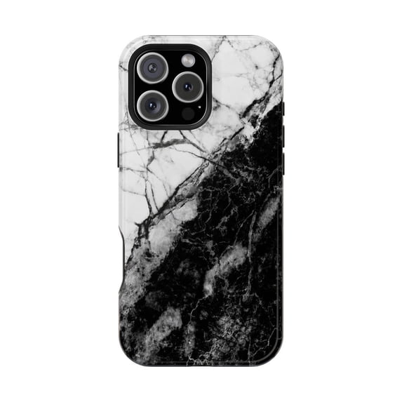Black Marble Mood Tough Phone Case, Modern Dual Layer Shockproof ...