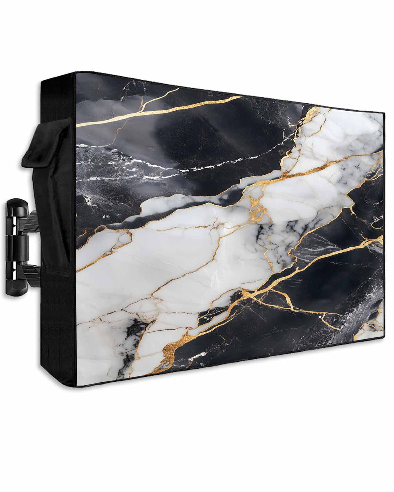 Black Marble Outdoor TV Cover 70 to 75 inch Gold Line Modern Abstract ...