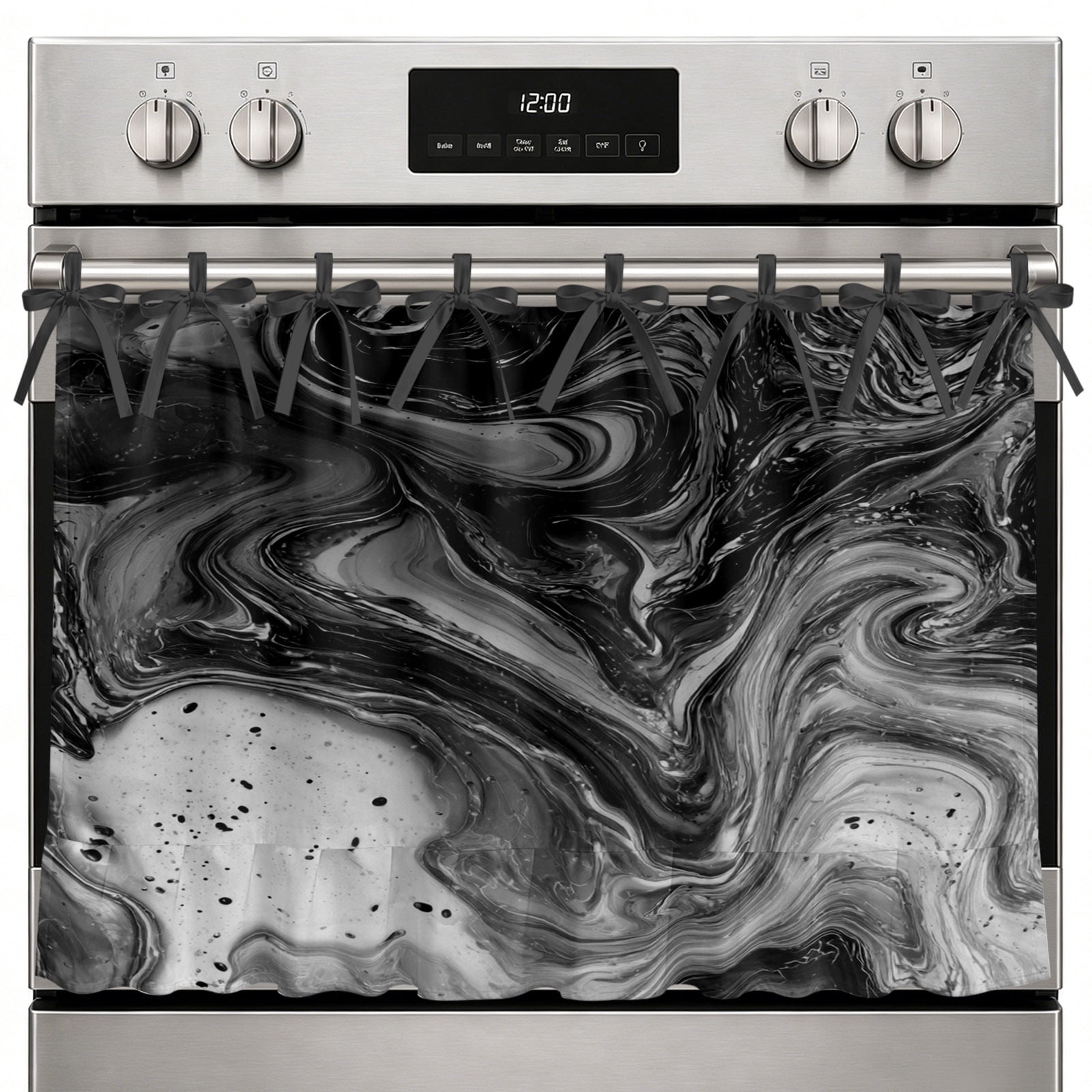 Black Marble Oven Skirt Curtain for Kitchen, Stove Cabinet Dishwasher ...