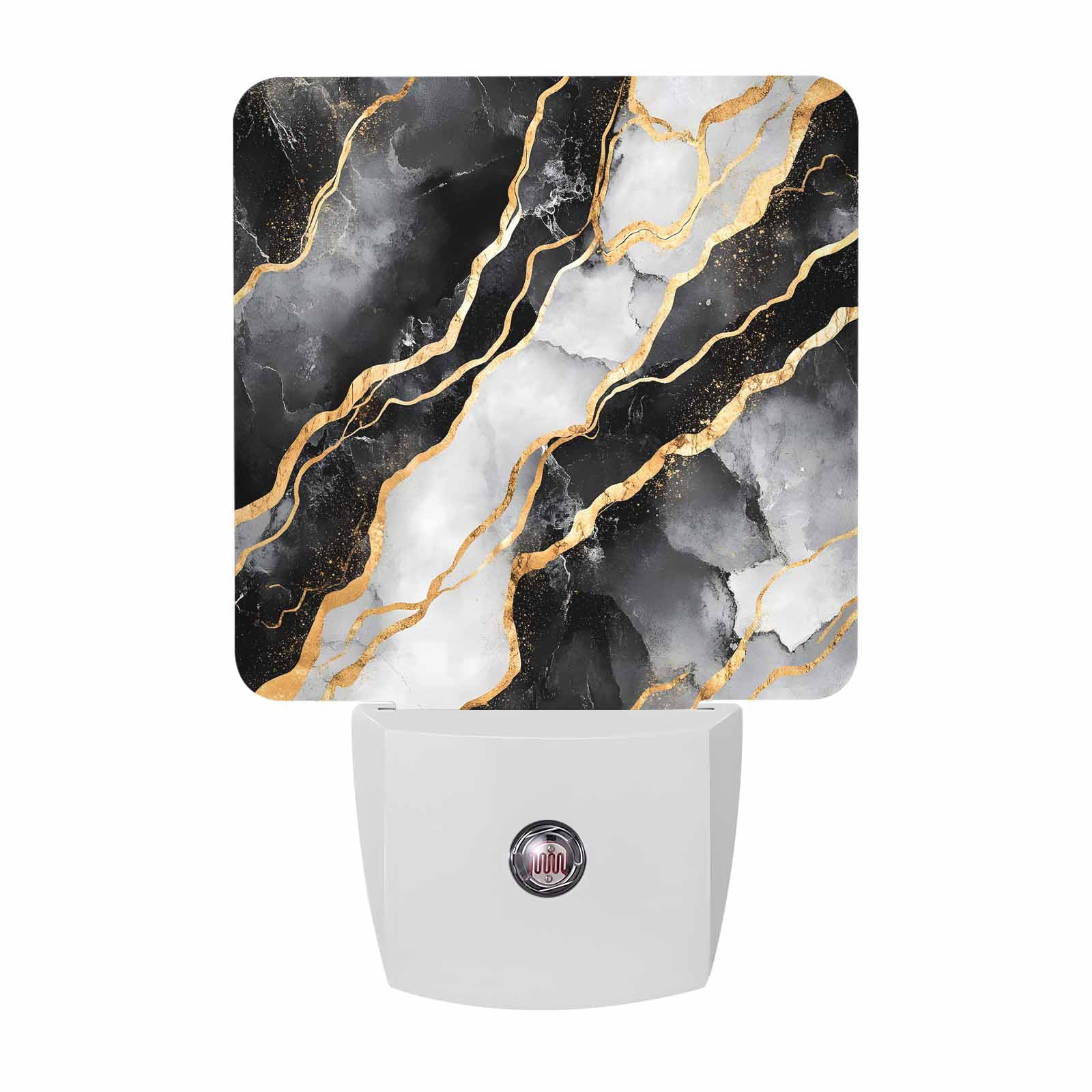 Black Marble Plug-in LED Night Lights Golden Waves Modern Abstract Art ...