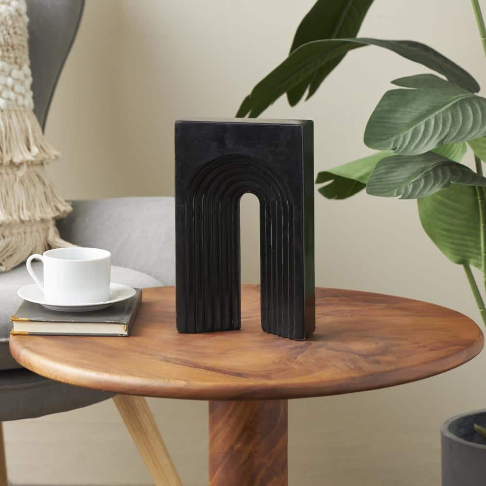 Black Marble Rectangular Geometric Sculpture with Arched Groove ...