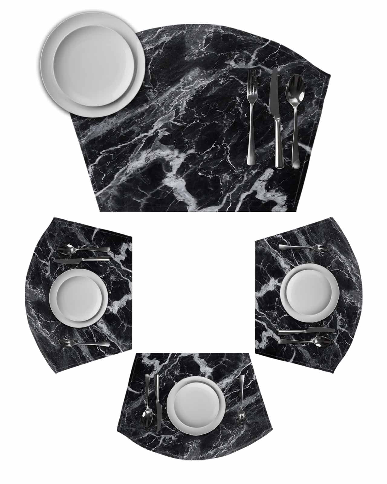 Black Marble Round Table Placemats Set of 4 Wedge Placemats, Vintage ...