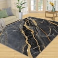 Black Marble Rugs for Living Room, Modern Abstract Rug, Luxury Washable ...
