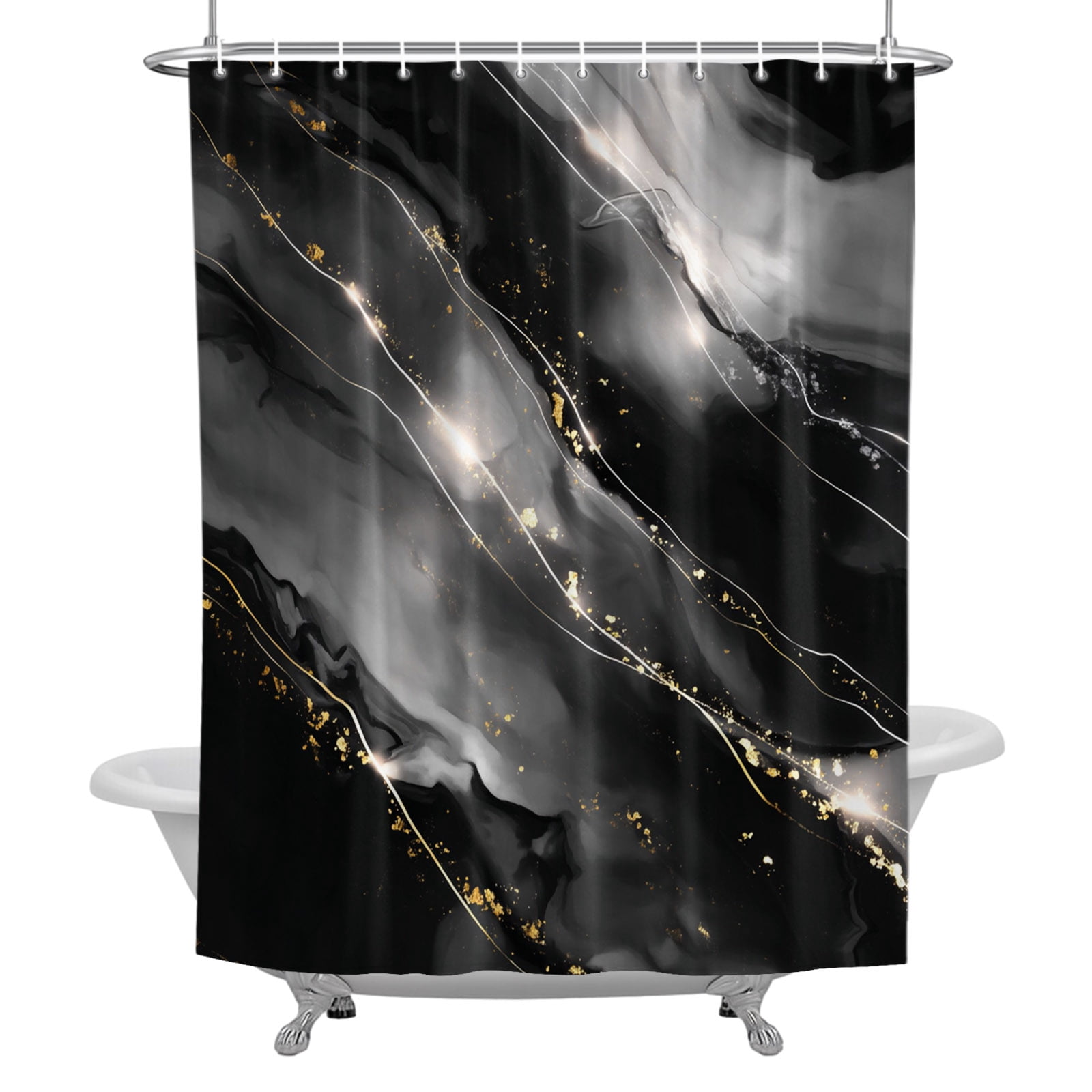 Black Marble Shower Curtain, Modern Abstract Texture Art Waterproof ...
