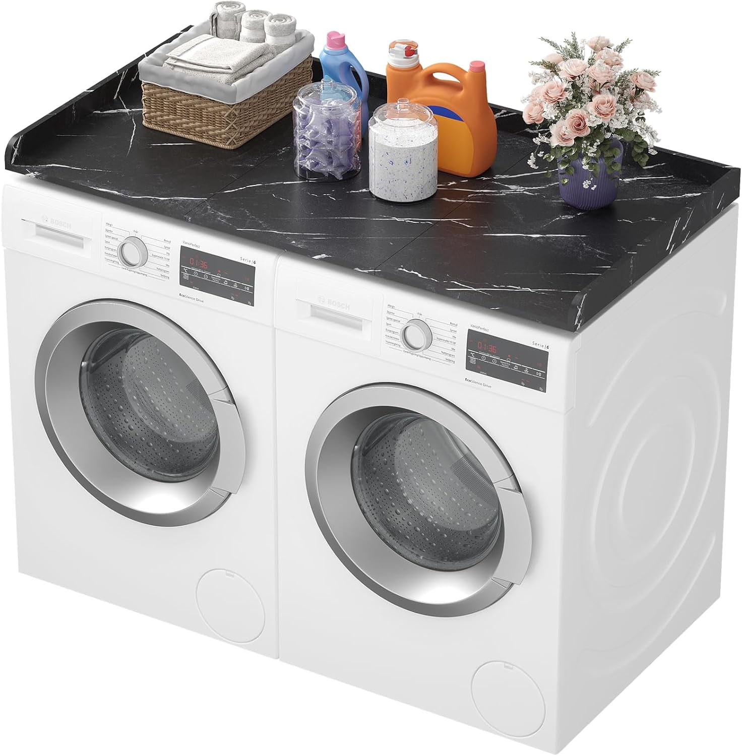 Black Marble Spice Type Washer Dryer Countertop with Edge Rails ...
