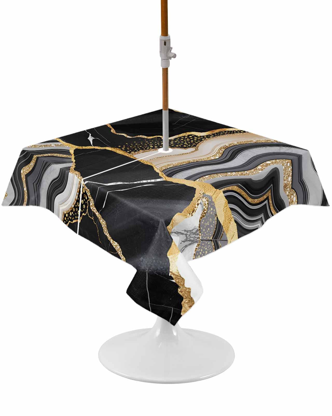 Black Marble Square Outdoor Tablecloth, Waterproof Table Cloth Cover ...