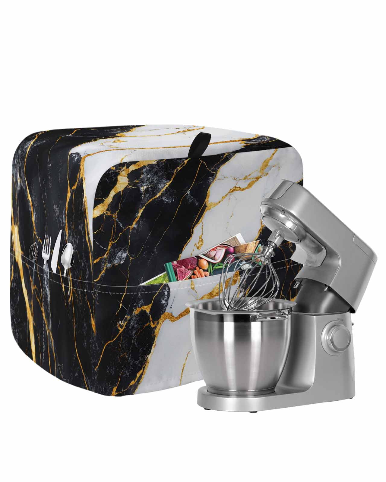 Black Marble Stand Mixer Dust Cover with Storage Pocket & Handles ...