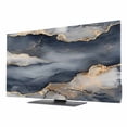 Black Marble TV Dust Cover 75 Inch, Abstract Art Grey Gold Stripes ...