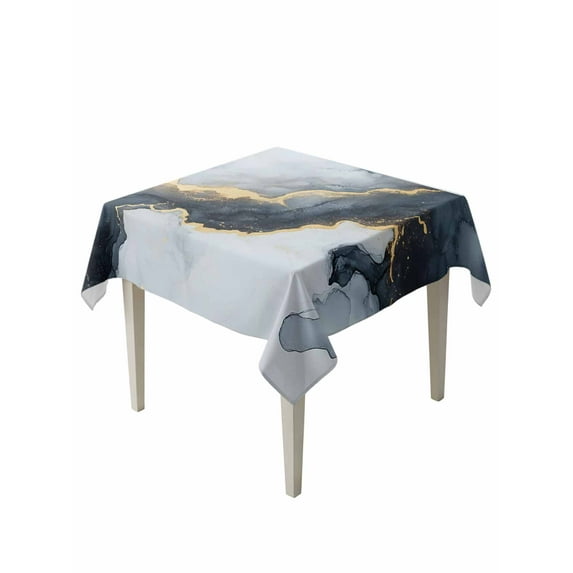 Black Marble Table Cloth, Modern Abstract Art Ink Painted Waterproof ...