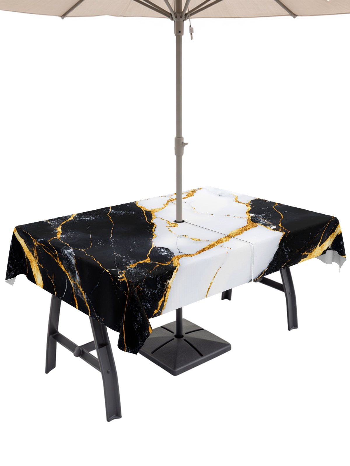Black Marble Table Cloth Rectangle Outdoor Tablecloth, Luxury Gold ...