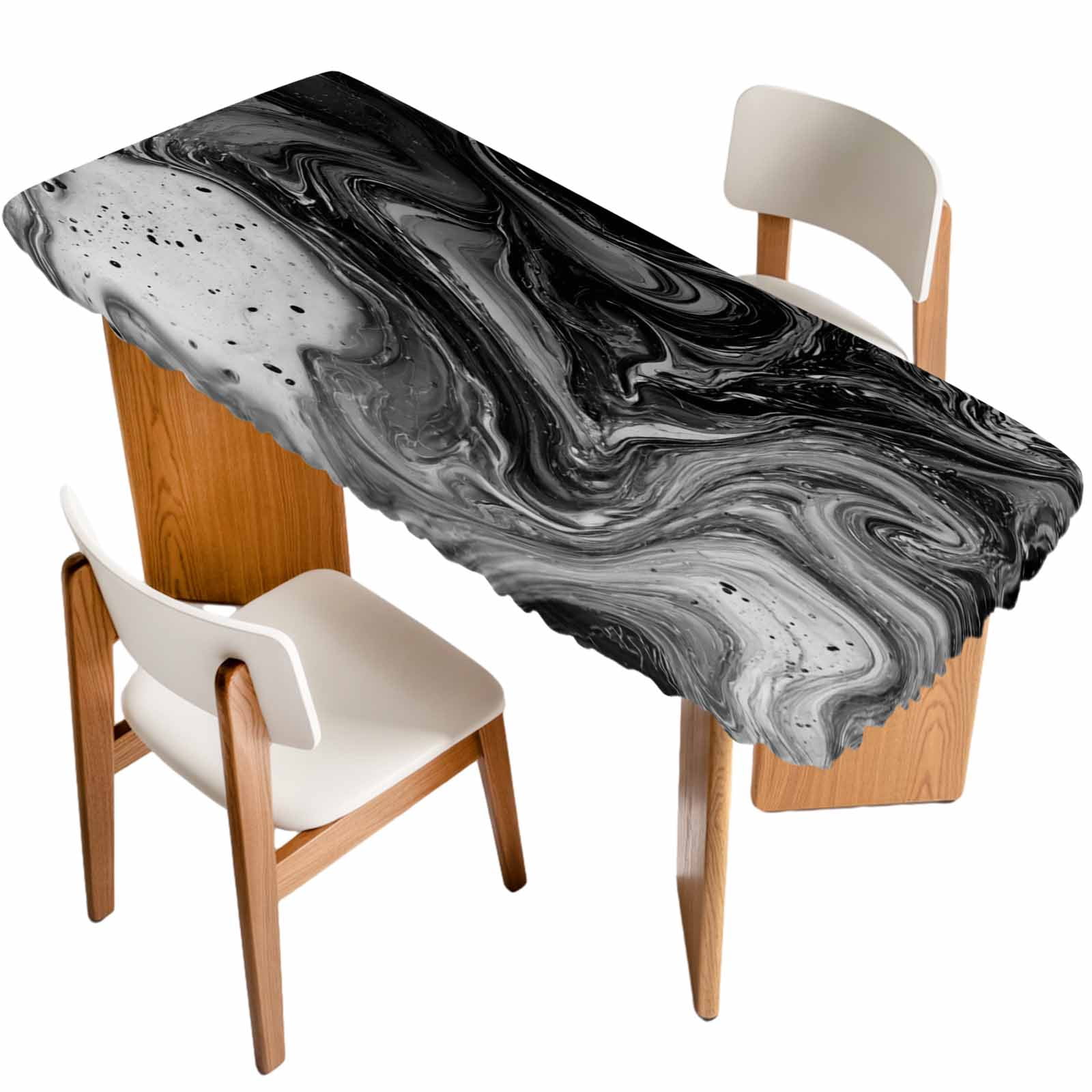 Black Marble Table Cloths for 8 Foot Rectangle Tables, Vintage Abstract ...