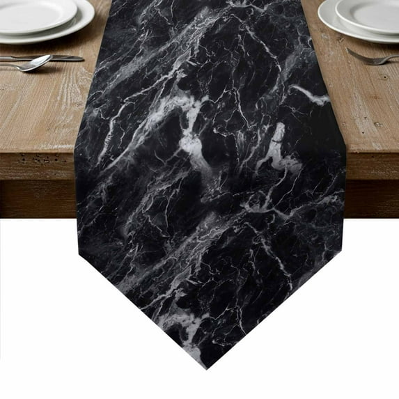Black Marble Table Runner Linen Burlap Table Runner 60 Inches Long ...