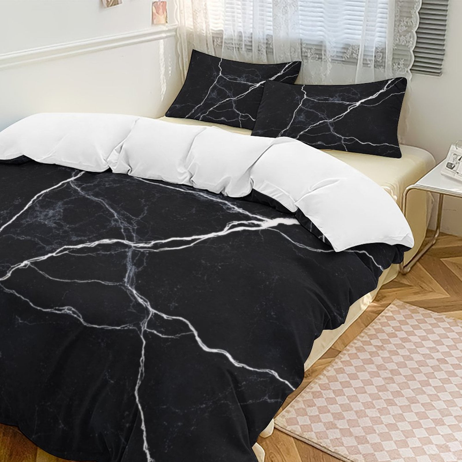 Black Marble Texture Duvet Cover Set Bedding Set Polyester Quilt Cover ...